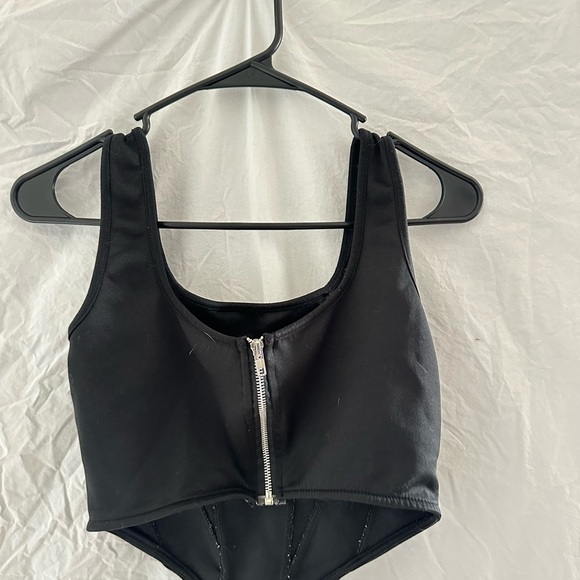 Tops | Black Zipfront Crop Top | Poshmark